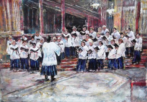 Music Art Gallery Church Choir Singing Evensong Service – Conductor Is ...