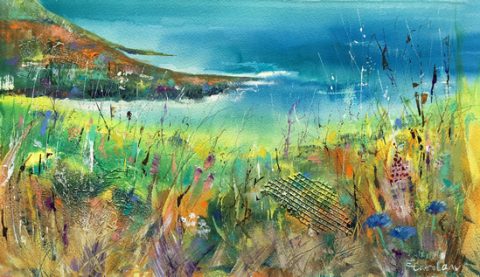 Cornwall Memories – Wild Flowers and Sea View Painting – Cornish Art ...